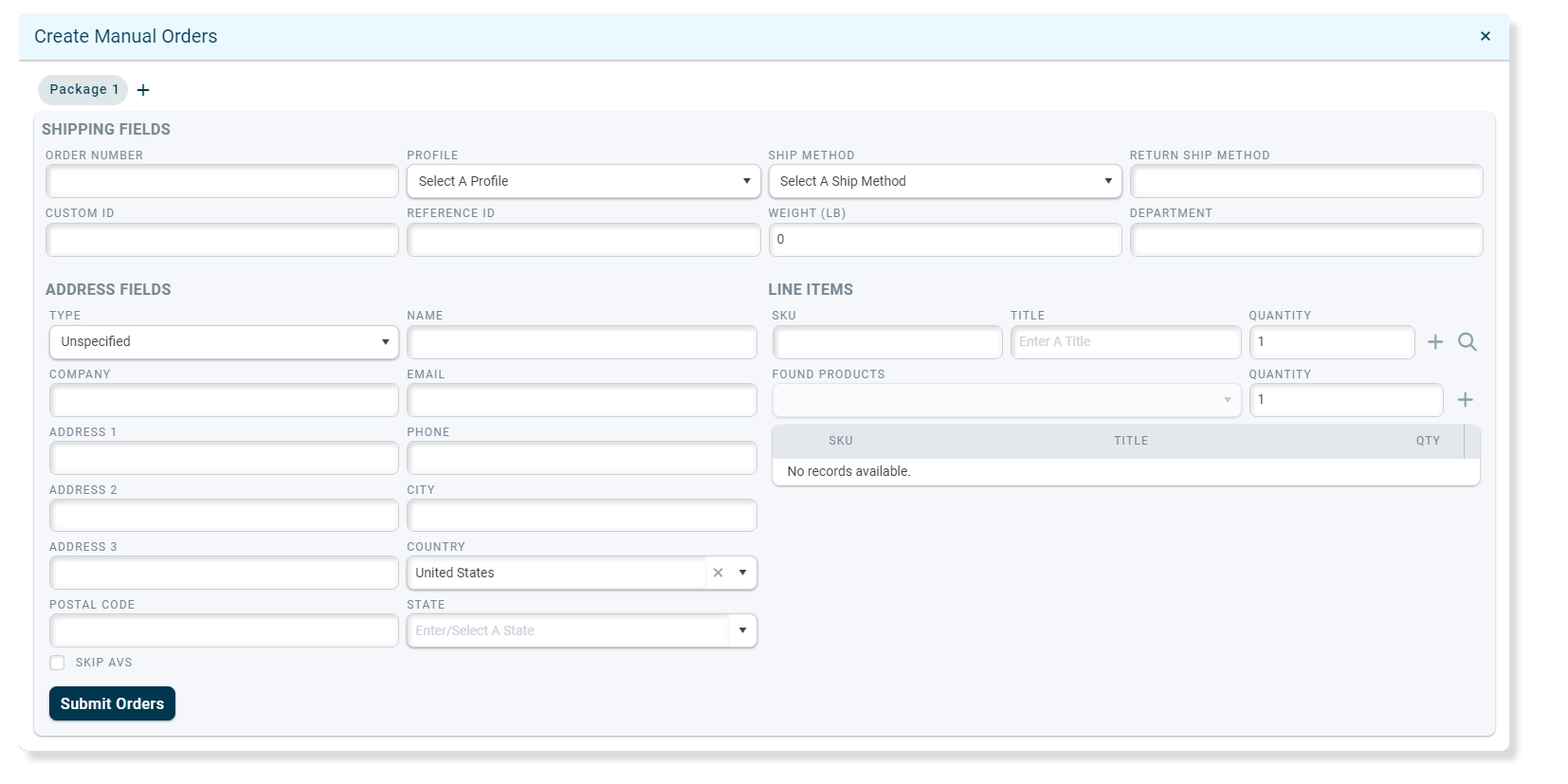 How to Create a Manual Order (ShipWise Web App)